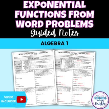 Writing Exponential Functions From Word Problems Guided Notes Lesson