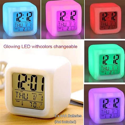 LED Color Changing Digital Alarm Clock Creative Luminous Clock Digital Mute Electronic Calendar