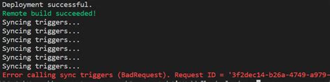 Deploy Python Flaskapp Error Calling Sync Triggers Badrequest · Issue 2581 · Microsoft