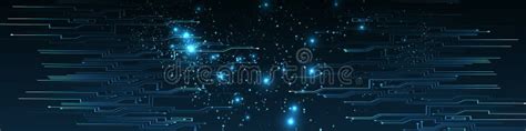 Abstract Ai Circuit Board Background Technology Connected Blue Lines With Electronics Elements
