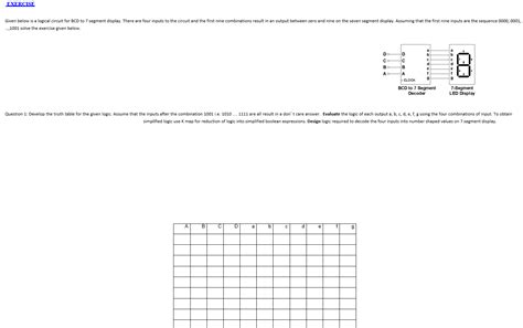 Solved EXERCISE Given Below Is A Logical Circuit For BCD To Chegg
