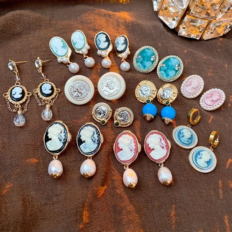 여성용 빈티지 절묘한 바로크 초상화 릴리프 진주 펜던트 귀걸이 레트로 궁전 드롭 귀걸이 액세서리 쥬얼리 Aliexpress