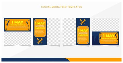 Premium Vector A Set Of Social Media Feed Templates