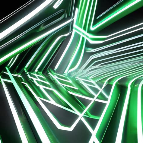 A Visually Stunning 3d Render Of Abstract Green Neon Lines Dancing Dynamically Leaving Luminous