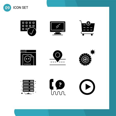 9 Thematic Vector Solid Glyphs And Editable Symbols Of Location Website