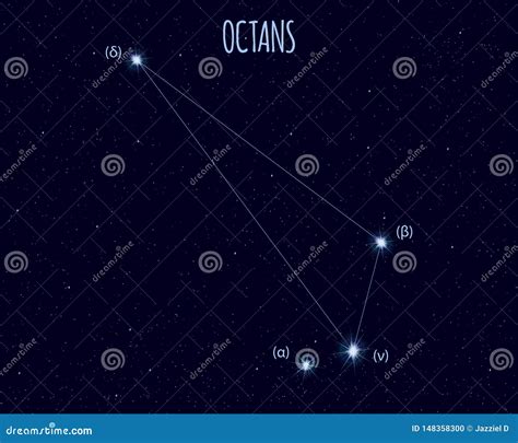 Octans The Octant Constellation Map On A Starry Space Background Stars