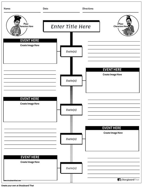 Studii Sociale Timeline Worksheet Portret Alb Negru