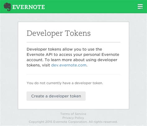 Developer Tokens Evernote Developers