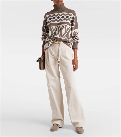 High Rise Wide Leg Jeans In White Brunello Cucinelli Mytheresa