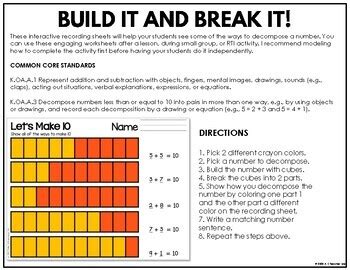 Decomposing Numbers Freebie By A Kinderteacher Life TPT