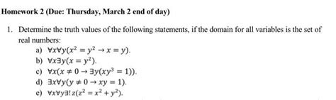 Determine The Truth Values Of The Following Chegg