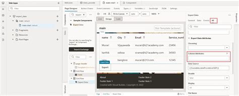 how to export bo data and visual builder cloud service vbcs