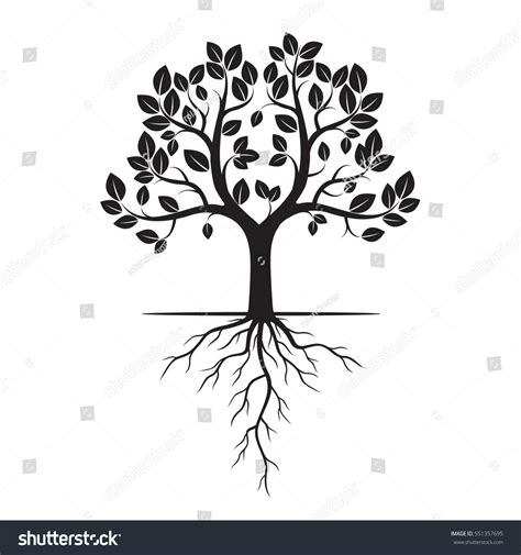Black Tree Roots Vector Illustration Stock Vector Royalty Free 551357695 Shutterstock