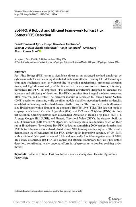 Bot Ffx A Robust And Efficient Framework For Fast Flux Botnet Ffb