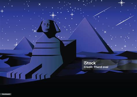 스핑크스와 피라미드 이집트 만화 버전의 유명한 랜드마크 건축에 대한 스톡 벡터 아트 및 기타 이미지 건축 고대의 관광 Istock