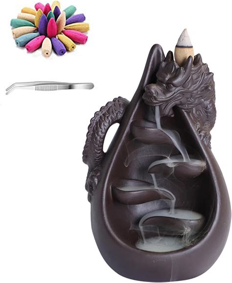 Ceramic Waterfall Backflow Incense Burner Set With 45 Cones