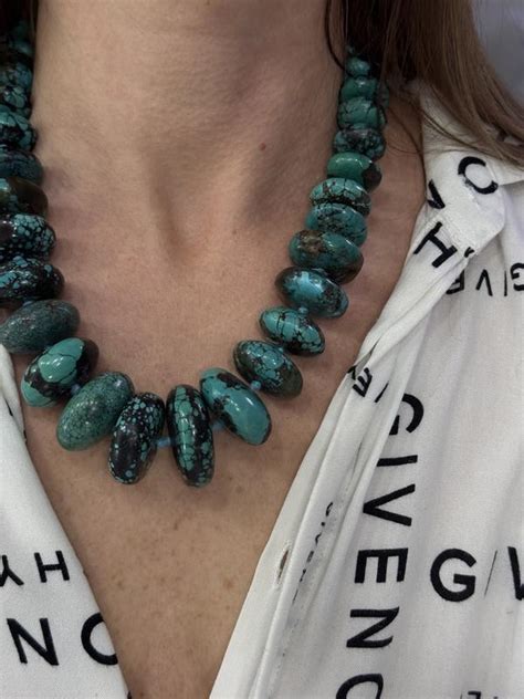 Массивное ожерелье бирюза бирюзовое из бирюзы — цена 42000 грн в каталоге Колье и ожерелья