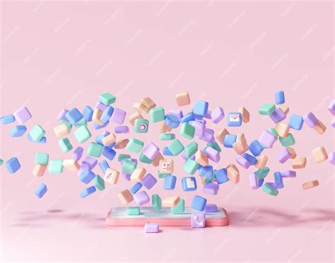 Premium Photo 3d Mobile Application Development Concept Floating Applications To The Phone