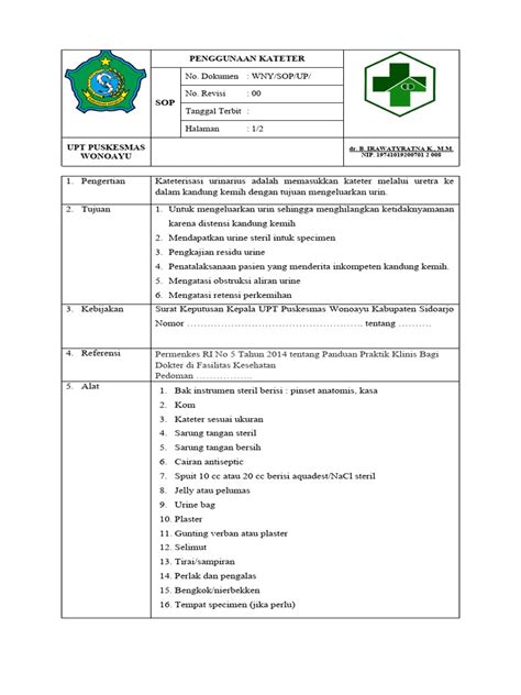 Sop Penggunaan Kateter Pdf