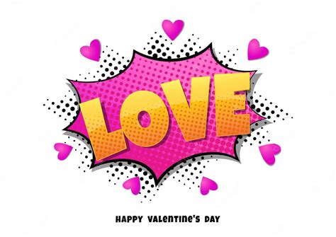 Premium Vector Comic Bubble Heart Shape Love Pop Art Retro Style