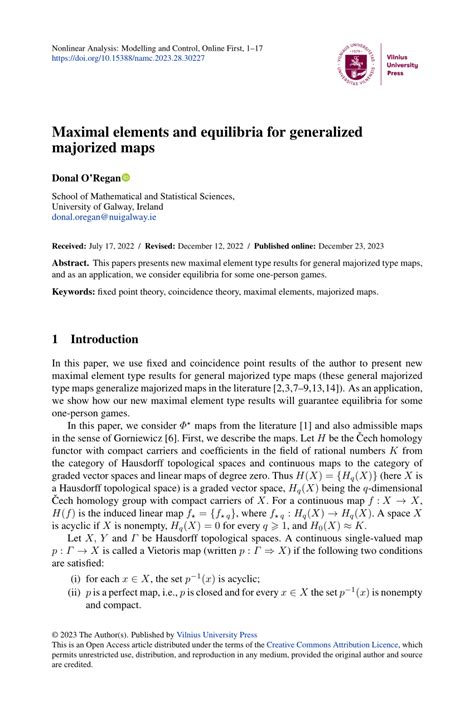 Pdf Maximal Elements And Equilibria For Generalized Majorized Maps