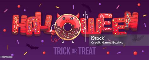 달콤한 도넛 할로윈 타이포그래피 포스터 할로윈 배경 벡터 일러스트레이션 도넛에 대한 스톡 벡터 아트 및 기타 이미지 도넛 할로윈 10월 Istock