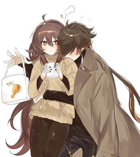 Hu Tao And Zhongli Genshin Impact Drawn By Sp0i0ppp Danbooru