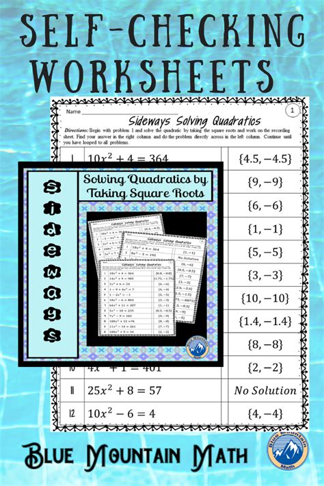 Solving Quadratics With Square Roots Worksheet Solving Quadr