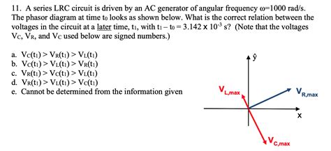 solved 11 a series lrc circuit is driven by an ac generator