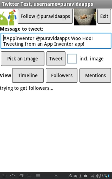 App Inventor Tutorials And Examples Twitter Component Pura Vida Apps