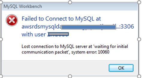 Amazon Web Services Workbench Error 10060 While Connecting To Mysql
