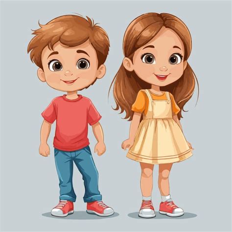 Vector Hermano Y Hermana Sobre Un Fondo Blanco Vector Premium