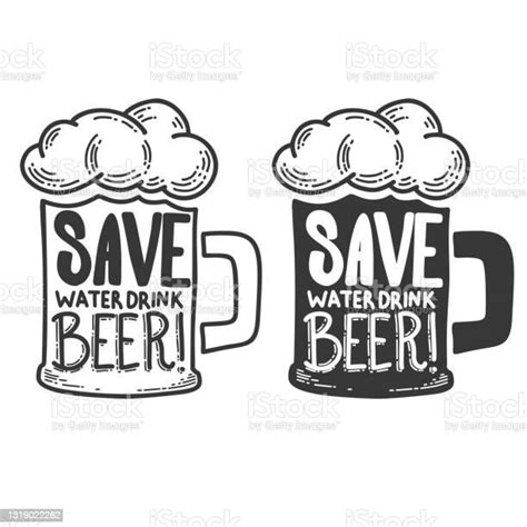 물 음료 맥주를 저장합니다 레터링이 있는 맥주 머그잔 포스터 카드 배너 기호에 대한 디자인 요소 벡터 일러스트레이션 맥주에 대한 스톡 벡터 아트 및 기타 이미지 Istock