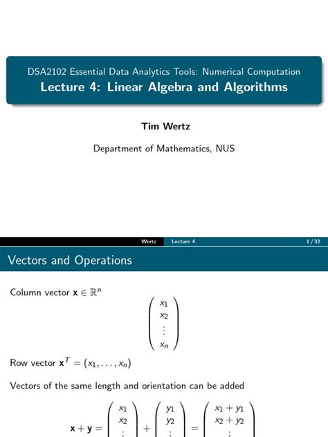 Dsa2102 2425s1 Lec4 Handout Pdf Matrix Mathematics System Of