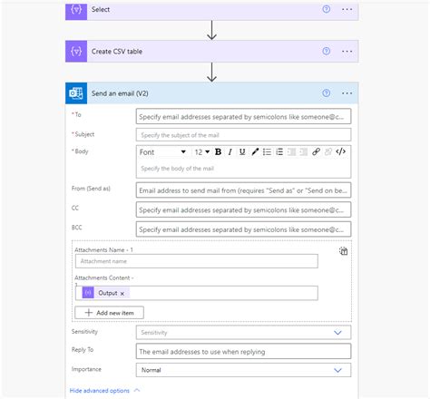 Solved How To Send A Create Csv Table Via Email With A Power
