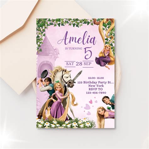 Rapunzel Birthday Invitation Tangled Rapunzel Party Invite Instant