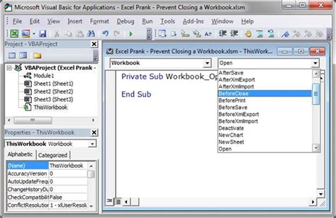 Excel Prank Prevent Closing A Workbook