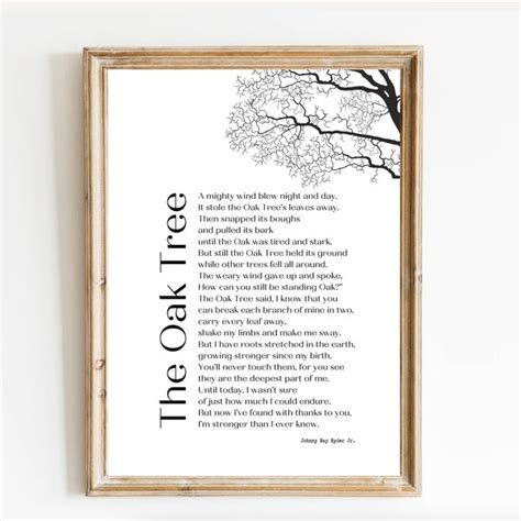 The Oak Tree Poem Digital Print Etsy