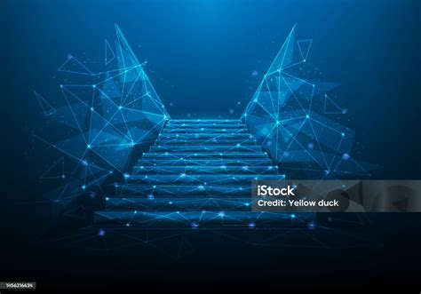 비즈니스 계단 성공 기술 디지털 계단 등반 목표 목표 달성의 길 벡터 일러스트레이션 하이테크 디자인 야망 개념 오솔길에 대한 스톡 벡터 아트 및 기타 이미지 Istock