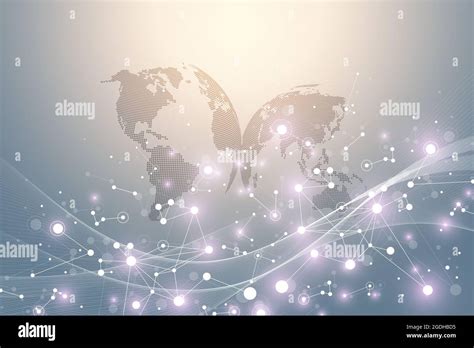 World Map Point With Global Technology Networking Concept Digital Data Visualization Lines