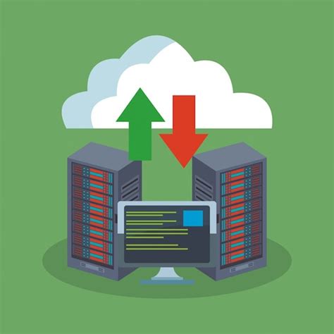 Cloud Computing Data Transfer Illustration With Servers And Arrows Jiffy Designs