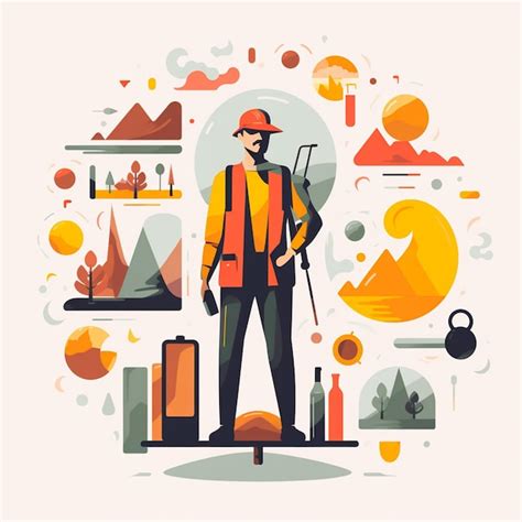 A Man Stands In Front Of A Collection Of Various Things Premium Ai