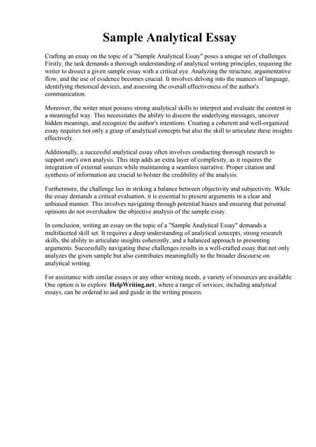 Sample Analytical Essaypdf