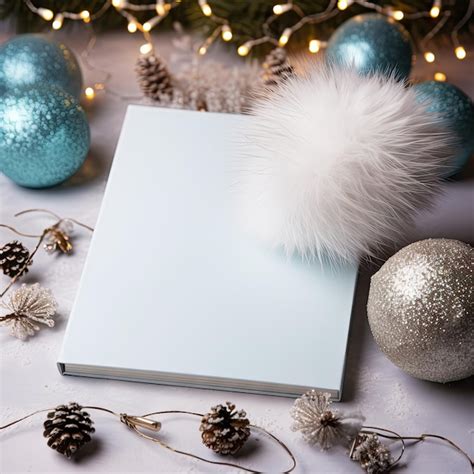 Premium Ai Image Notepad For Girls New Year And Christmas With Silver Thin Lines Rainbow White