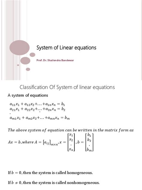 Homogeneous System Of Linear Equations Pdf System Of Linear Equations Equations