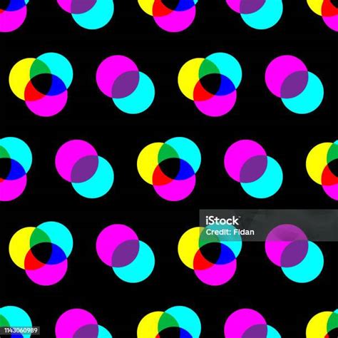 디지털 Cmyk 색상 패턴입니다 투명 효과 Cmyk 기하학적 원형 요소입니다 디자인 직물 웹 광고 기치 직물을 위한 이음새가