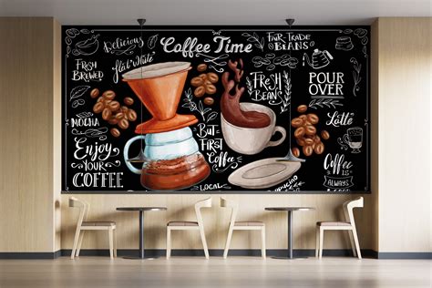 Customizable Cafe Wallpaper Coffee Themed Wall Mural Restaurant Wallpaper Artofit
