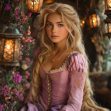 Premium Photo A Beautiful Young Girl In The Style Of Rapunzel From