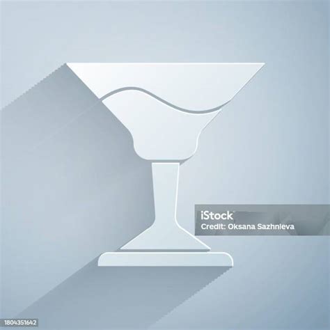 회색 배경에 격리 된 종이 컷 칵테일 아이콘 종이 아트 스타일 벡터 0명에 대한 스톡 벡터 아트 및 기타 이미지 0명 3차원 형태 과일 Istock