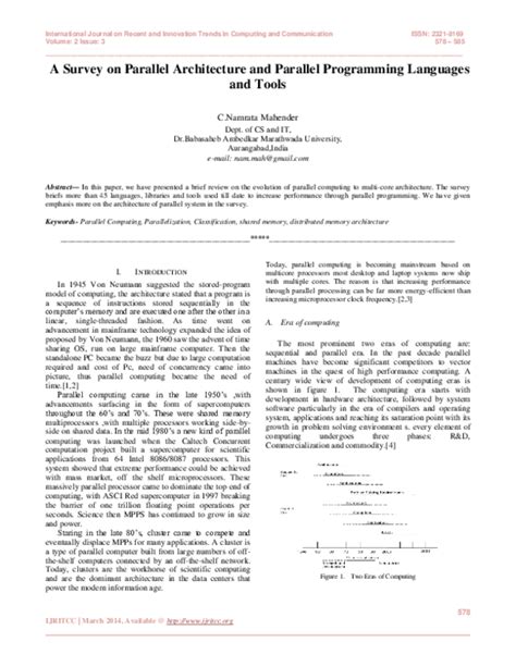 Pdf A Survey On Parallel Architecture And Parallel Programming
